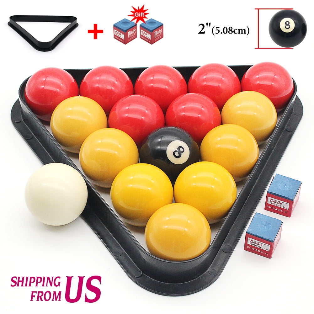 Billiard Pool Ball Red and Yellow 16 Balls with Triangle 2" Ball Home ...