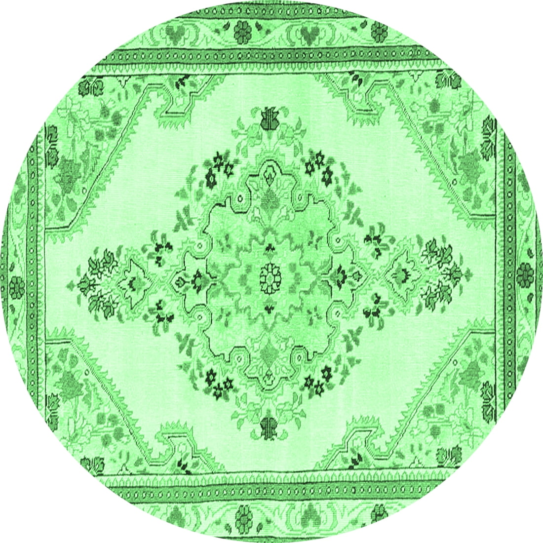 Ahgly Company Indoor Round Medallion Emerald Green Traditional Area ...