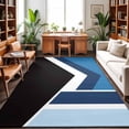 Black Blue Lines 2.7x5ft Non Slip Area Rug Geometric Abstract Black ...