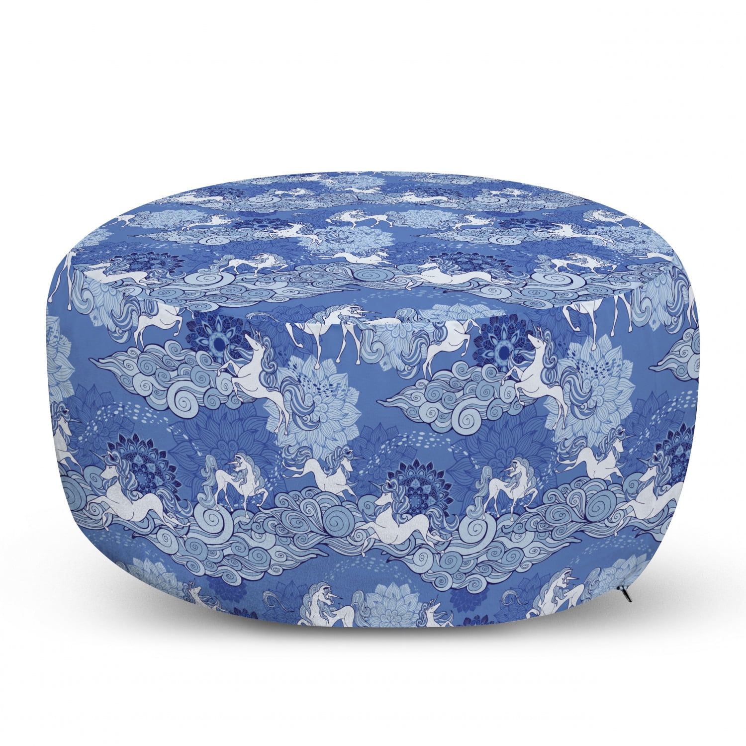 Fantasy World Pouf Cover with Zipper, Unicorns Fantasy World Cloud ...