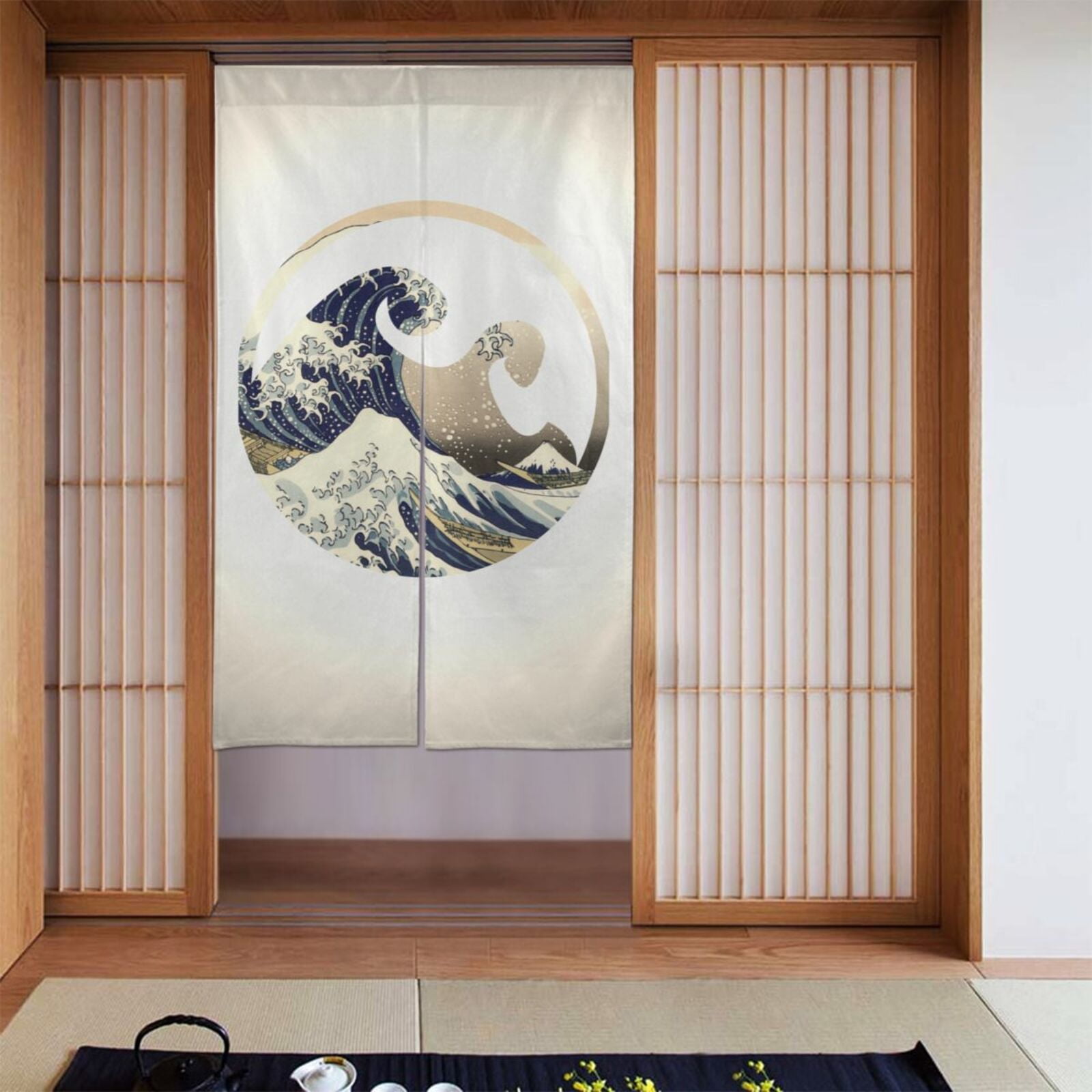 Doorway Drape Split Curtains, Sea Great Wave Off Kanagawa Room Divider ...
