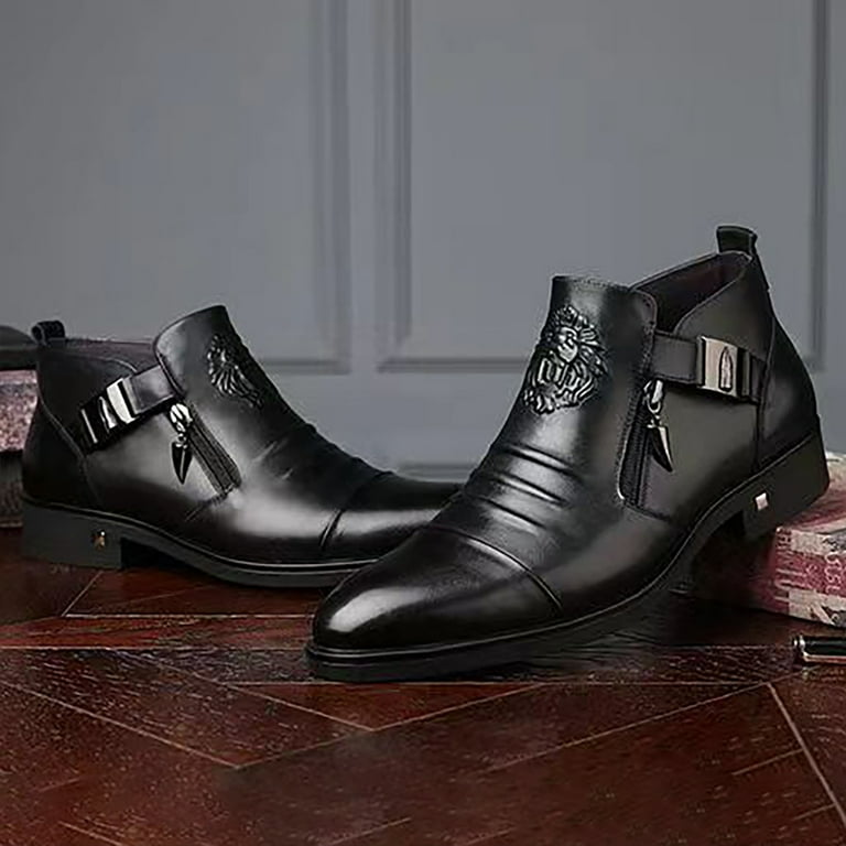 YUHAOTIN Mens Leather Shoes Black Foreign Trade Men's YUHAOTIN Mens Leather Shoes Black Foreign Trade Men's