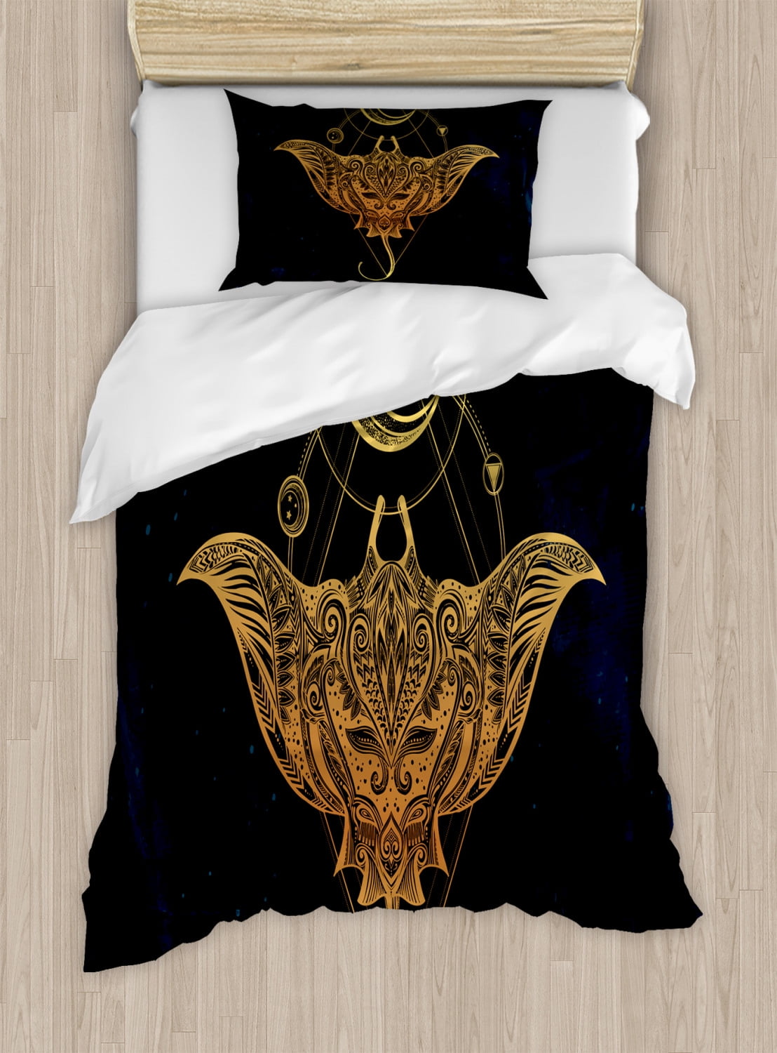 Stingray Duvet Cover Set, Sea Ocean Animal Creature with Detailed Art ...