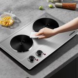 Cusimax Small Counter Stove, 1800W Dual Burner, Modern Stainless ...