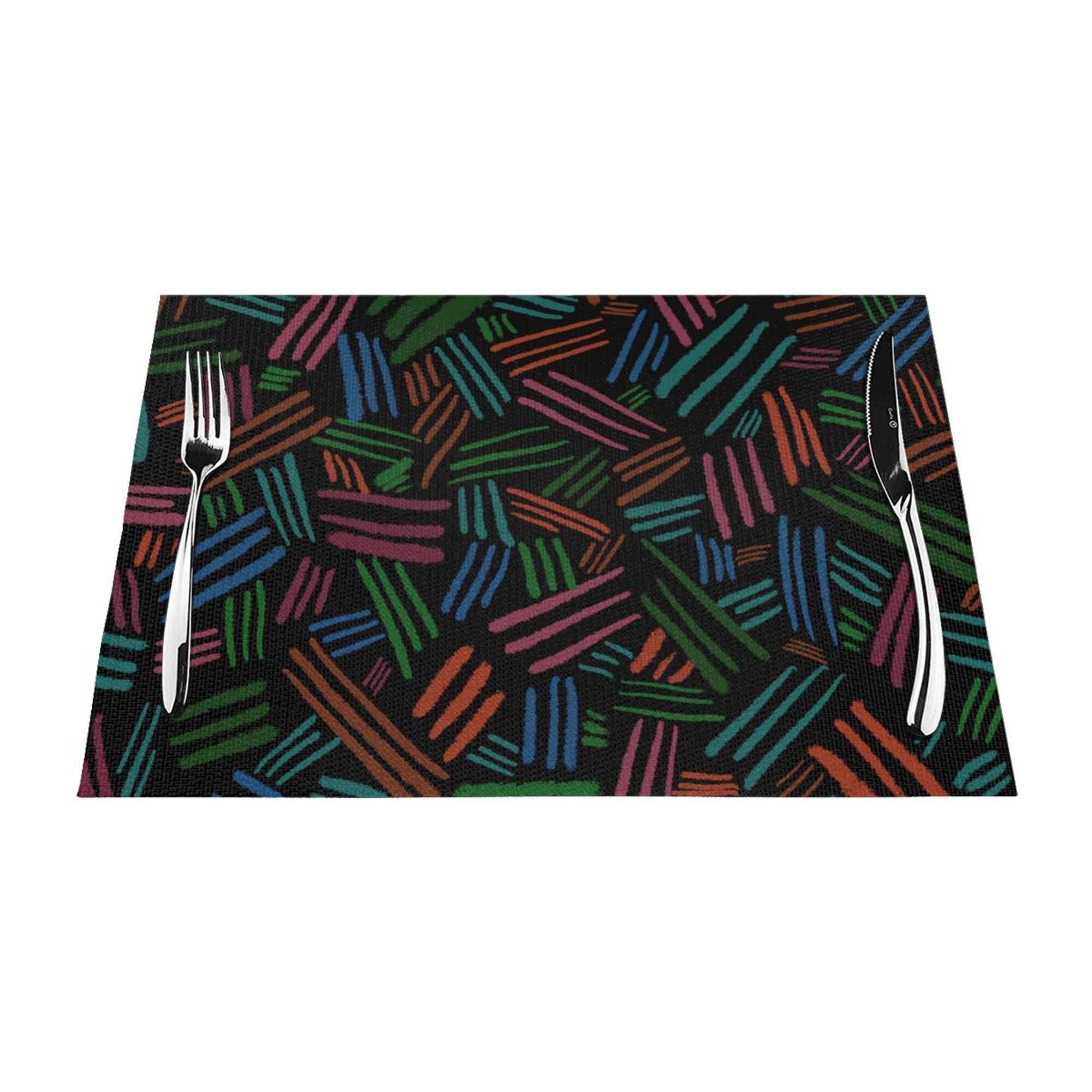 YFYANG Washable Heat-Resistant Placemats, 70% PVC/30% Polyester, Black ...