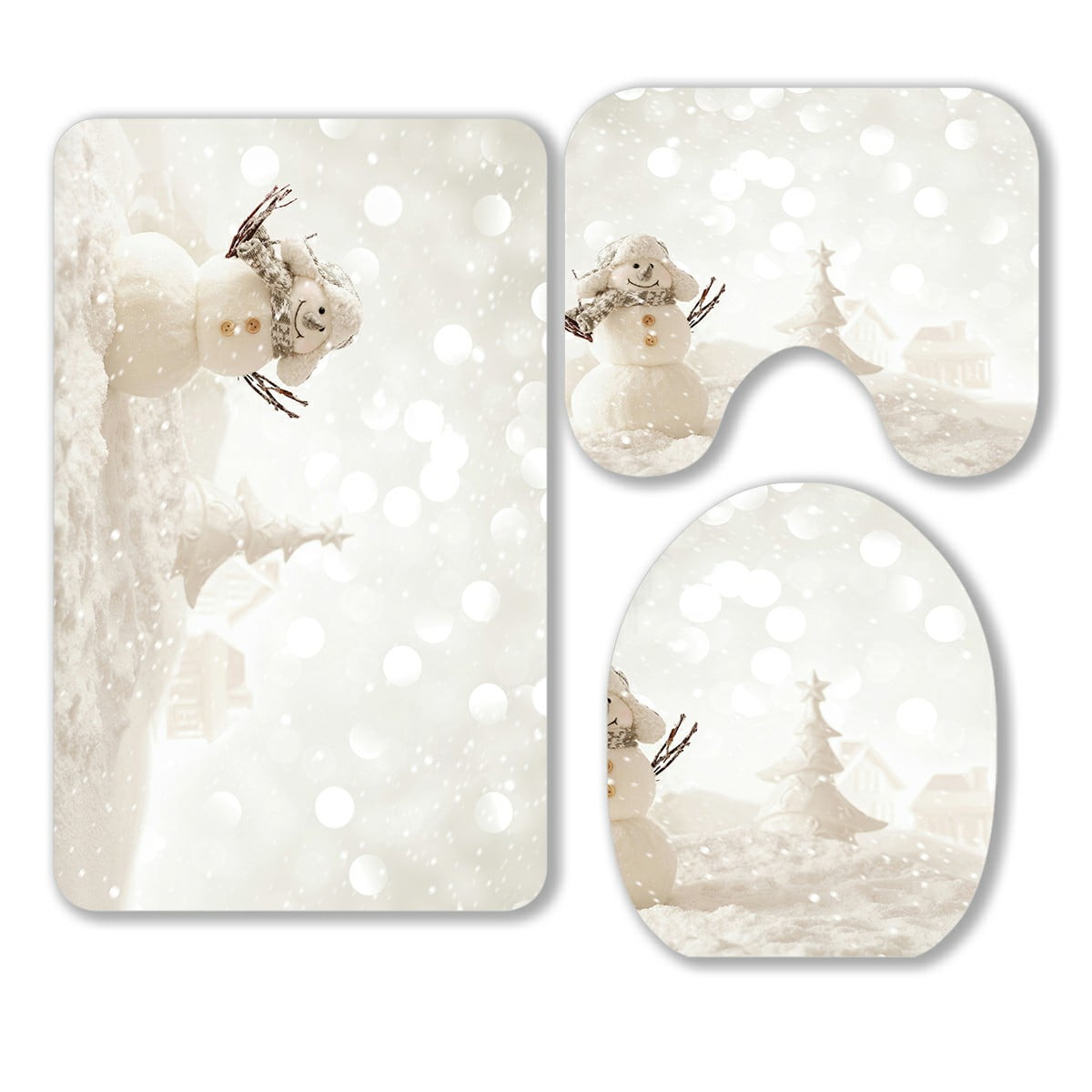 ECZJNT Christmas snowman Bathroom Rugs Set Bath Rug Contour Mat and ...