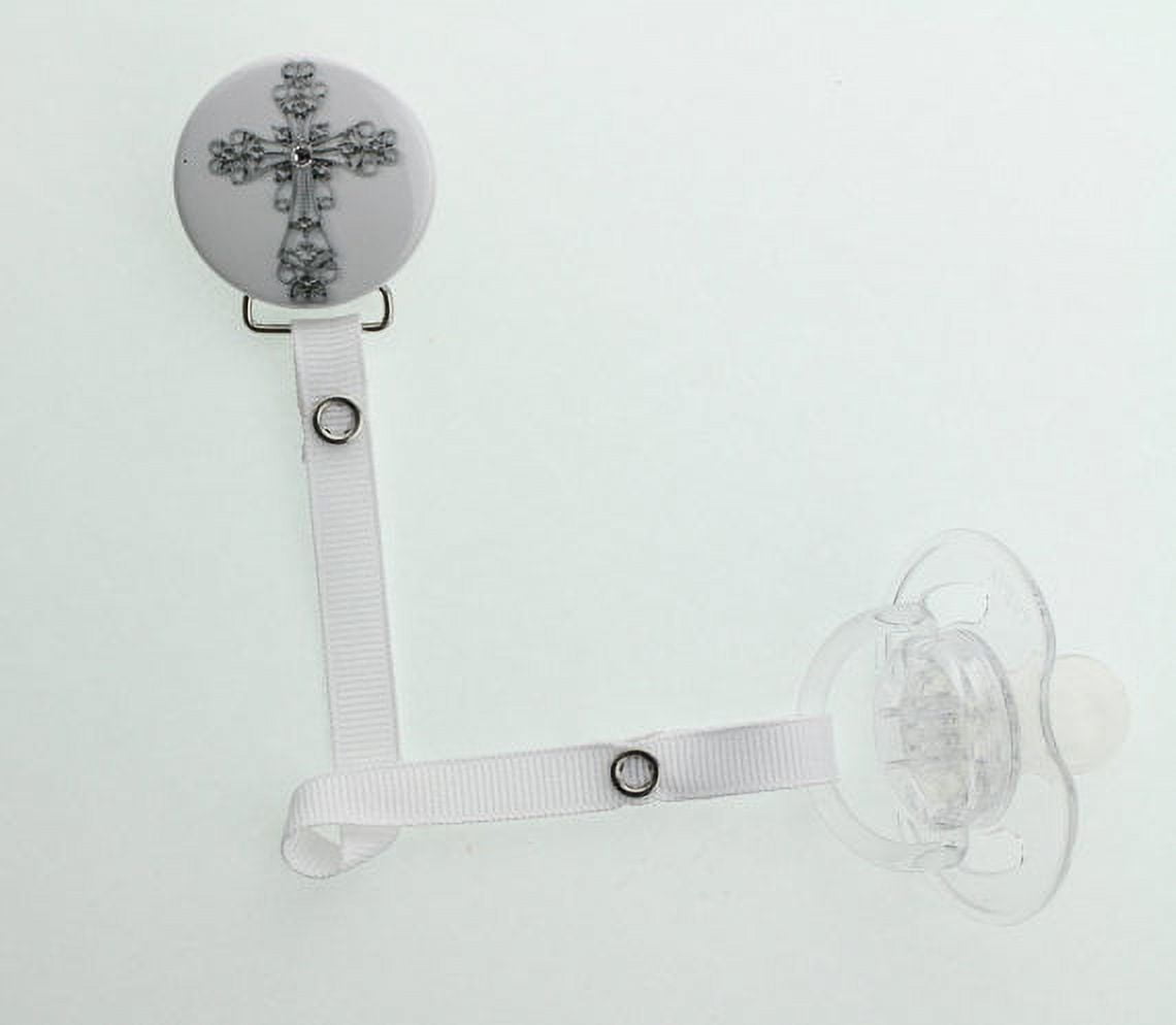 Cross With Swarovski Crystal Center Ribbon Pacifier Clip - Walmart.com