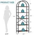 Brown Arched 5-Tier Bookshelf Tall Storage Organizer For Home Office ...