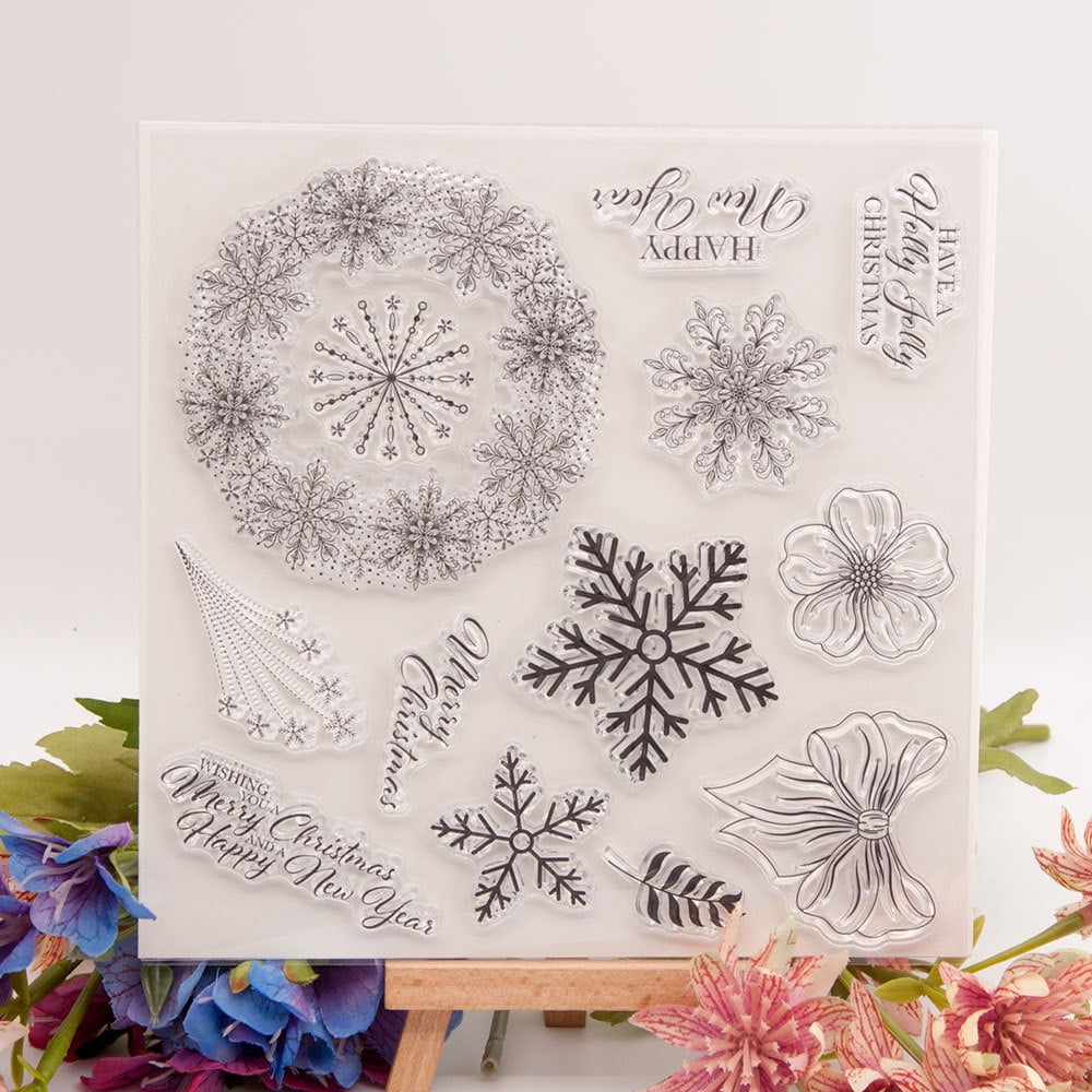 Ouginx Clear Stamps, Round Snowflake Rubber Stamp for Scrapbooking and ...