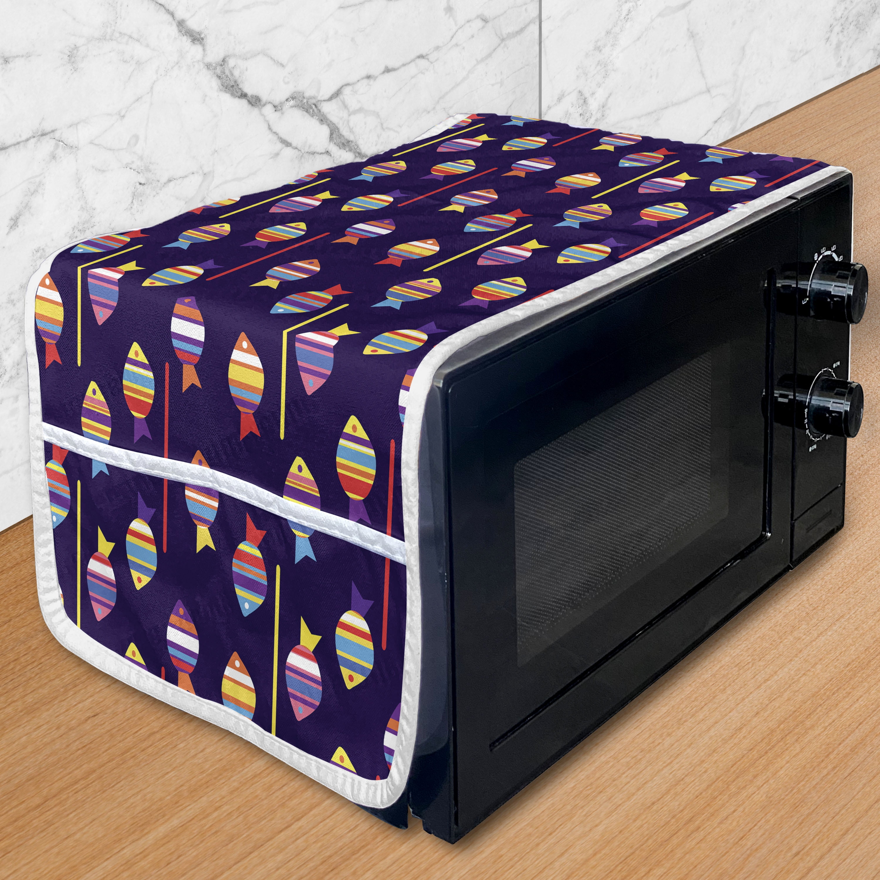 Fish Microwave Oven Cover, Rainbow Patterned Aquatic Creatures ...