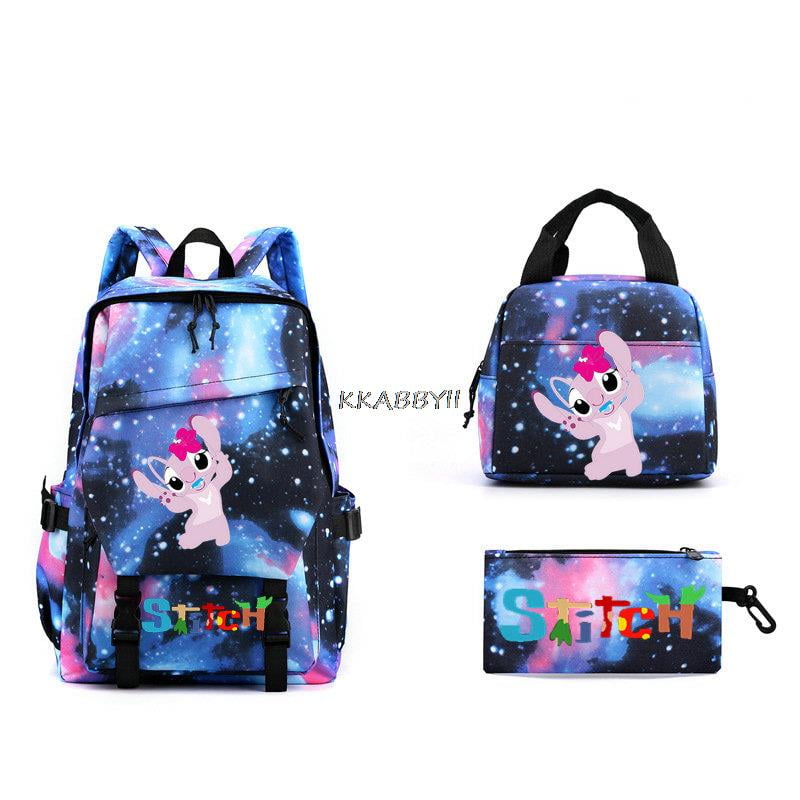 Lilo And Stitch-mochila de 3 piezas para niños, morral escolar ligero con dibujos animados de ...