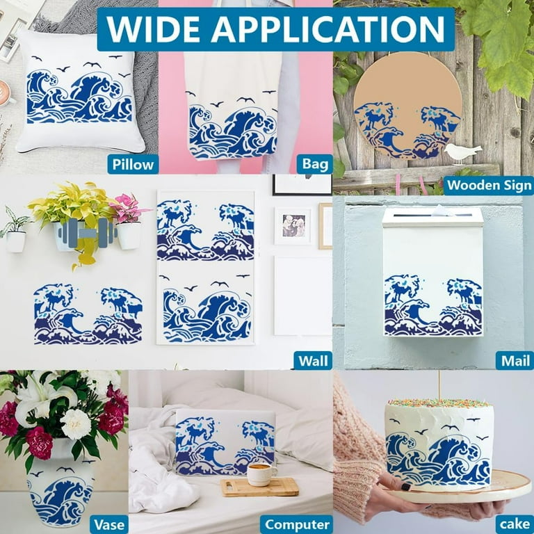 Ocean Waves Stencil My Custom Stencils Wave Stencils | Wave Stencil