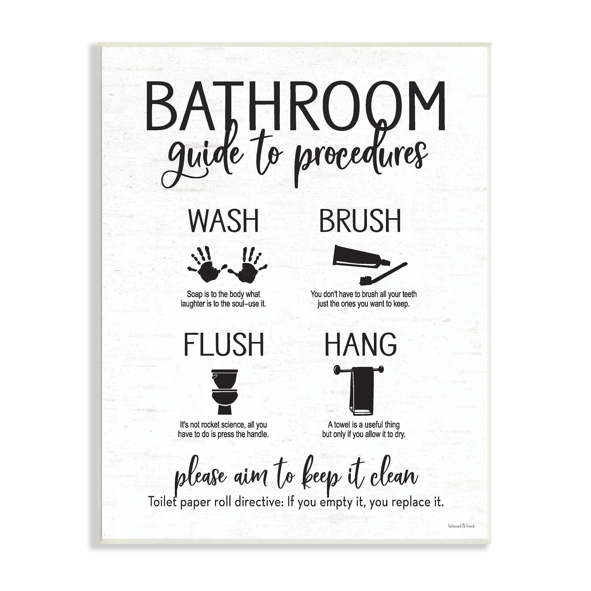 Stupell Industries Bathroom Guide Procedures Diagram Wash Brush Flush ...