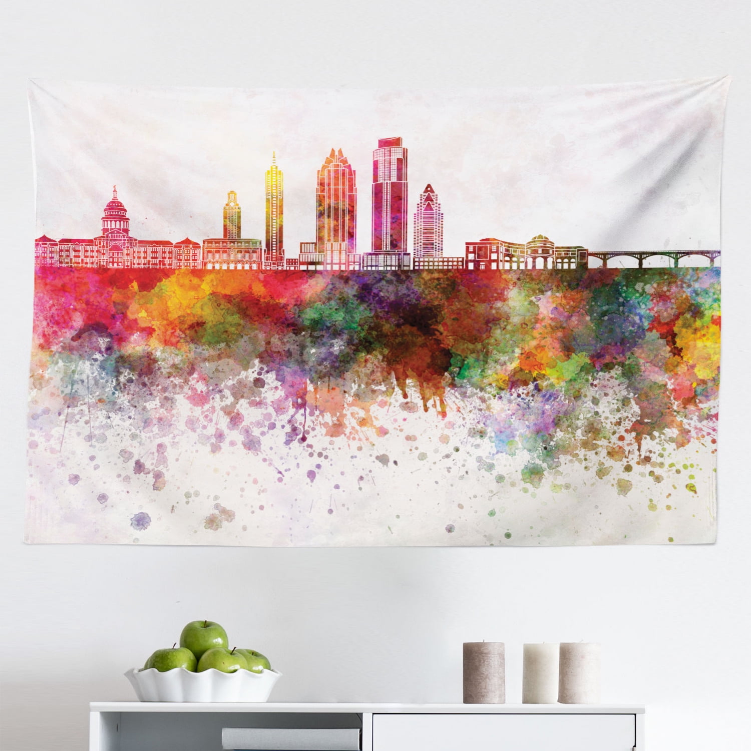 Austin Tapestry, Typographic Design with Paint Splatters Illustrated in ...