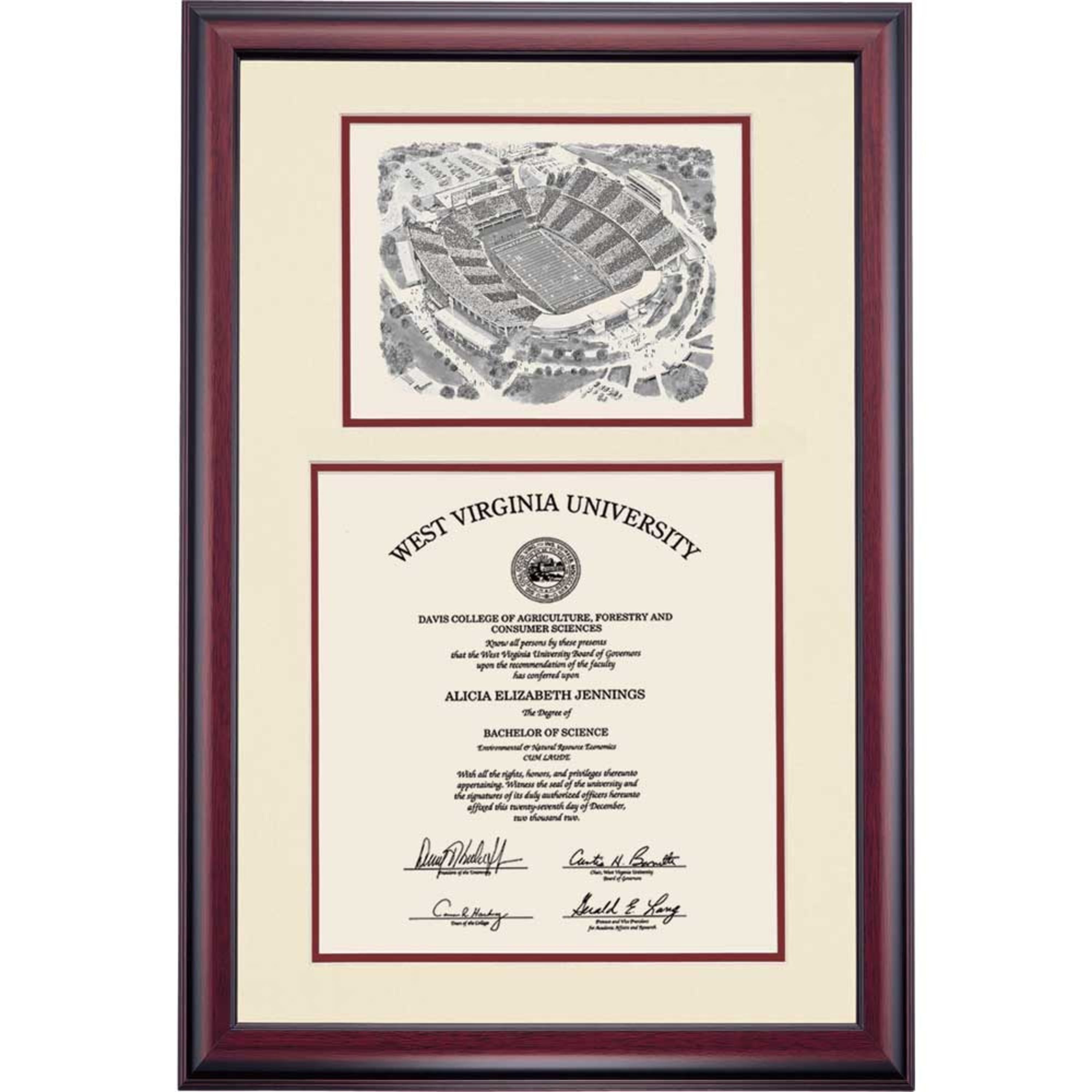Buy OCM Diploma Frame for West Virginia University WVU, Ivory/Maroon ...
