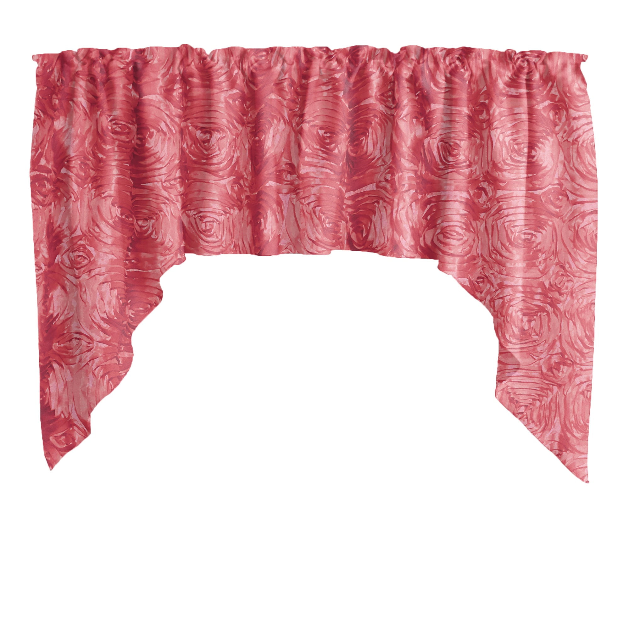 Rose Texture Satin Rosette Swag Window Valance 72" Wide / 36" Tall ...