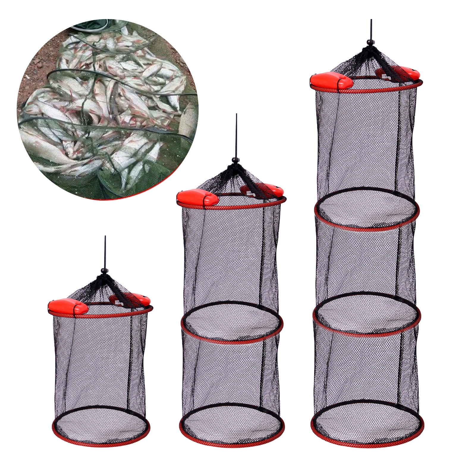 Meileang Portable Foldable Floating Fish Basket 1/2/3 Layers Live ...