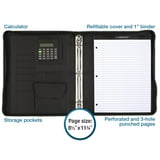 Cambridge 3-Ring Zipper Binder with Notepad, Calculator, Pockets, 200 ...