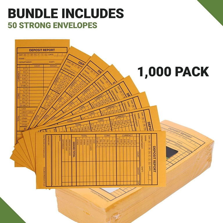 Office Depot 1,000 Cash Drop Envelopes - Bulk Cashier Deposit Envelopes ...