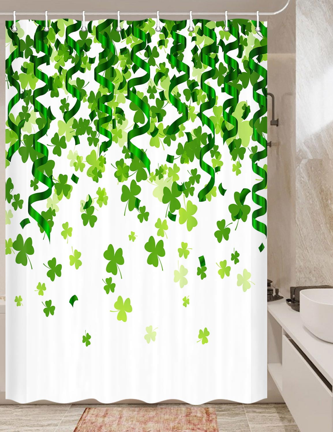 Happy Camper Shower Curtain Retro Rustic Wood Neutral Color For Travel