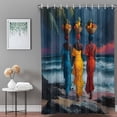 African American Woman Shower Curtain Set with Hooks, Coastal Ocean ...