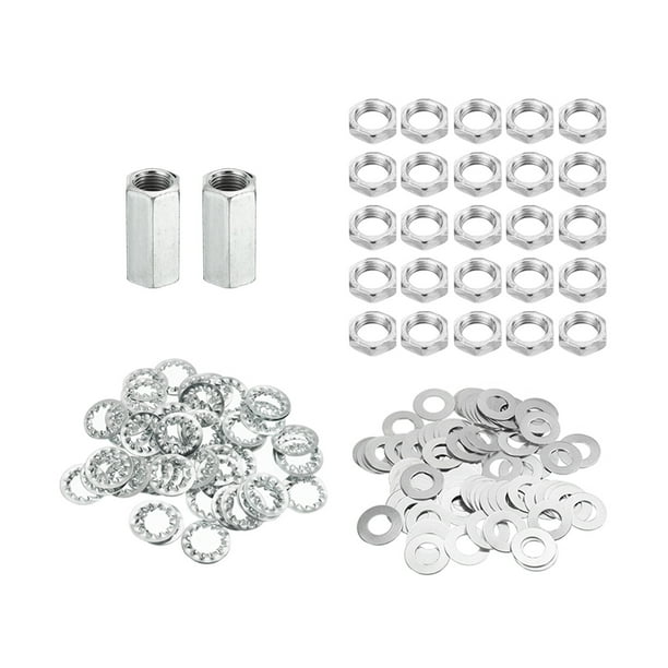 Uxcell M10 Thread Lamp Pipe Lock Nuts Washers Threaded Tube Fasteners ...