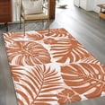 Burnt Orange Palm Leaves Washable Area Rugs 3'x5', Tropical Botanical ...