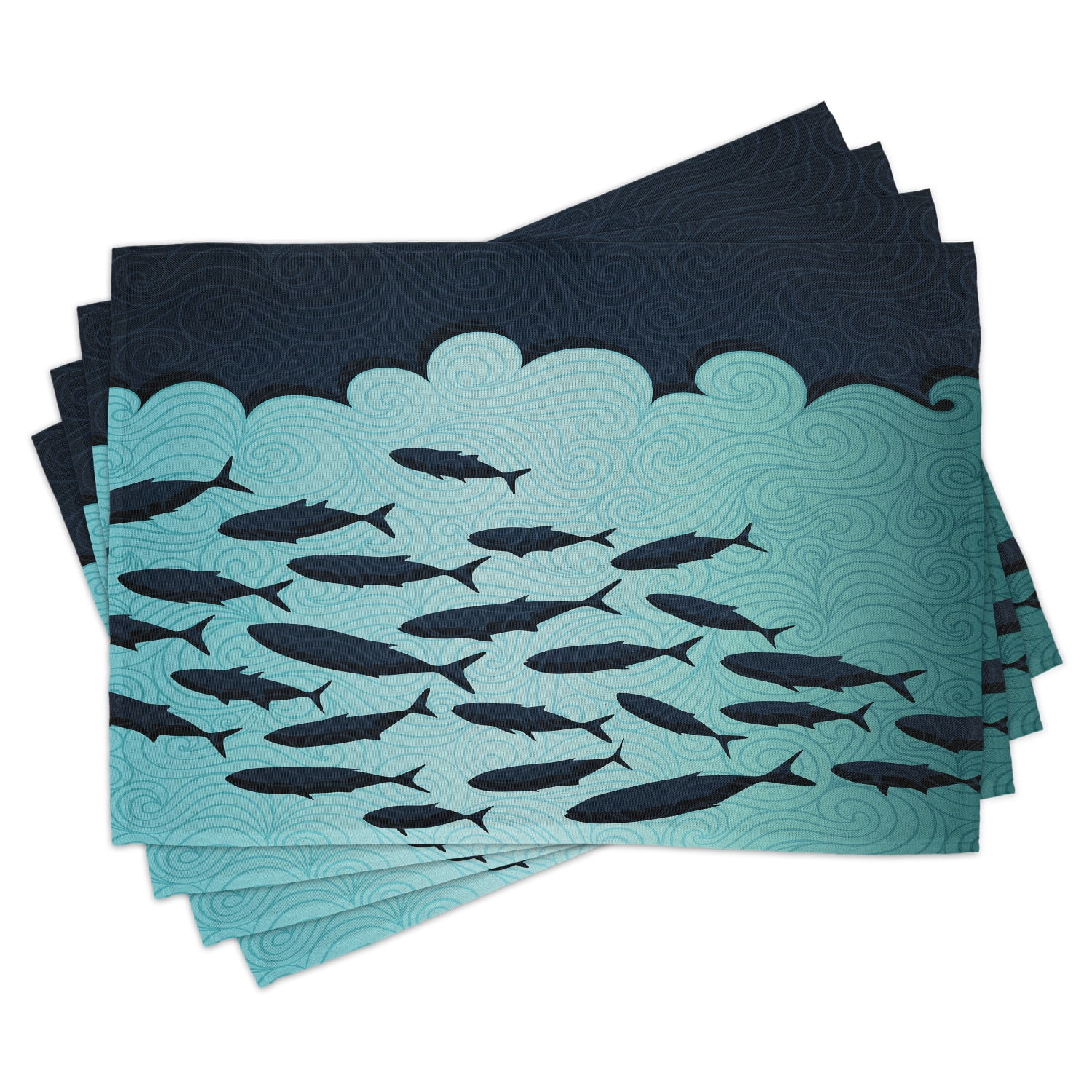 Ambesonne Fish Place Mats Set of 4, Surreal Ocean Life Theme, Standard ...