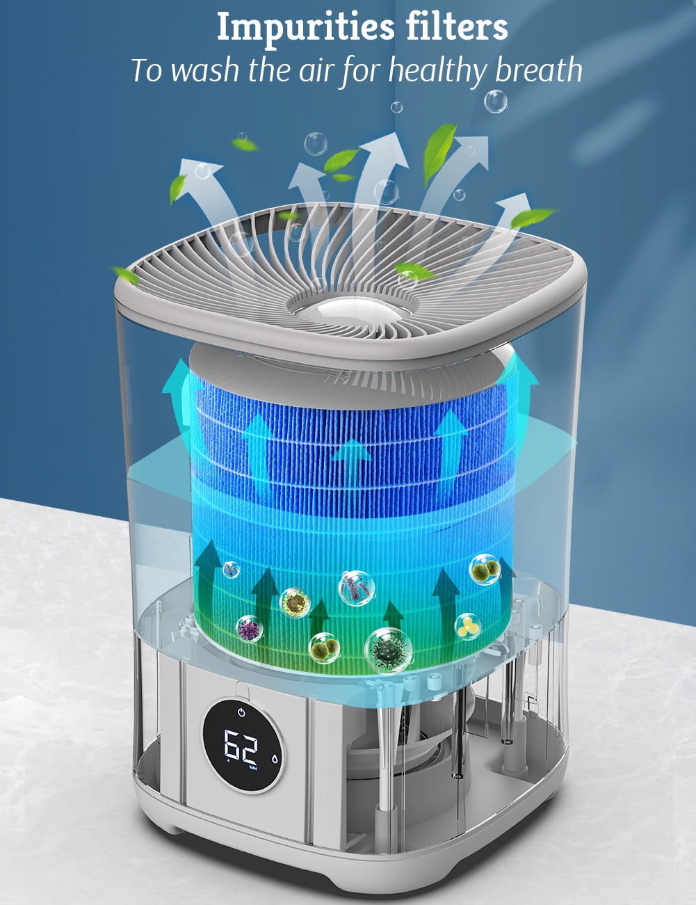 Buy Evaporative Humidifier for Bedroom, Mist-Free Top Fill Quiet ...