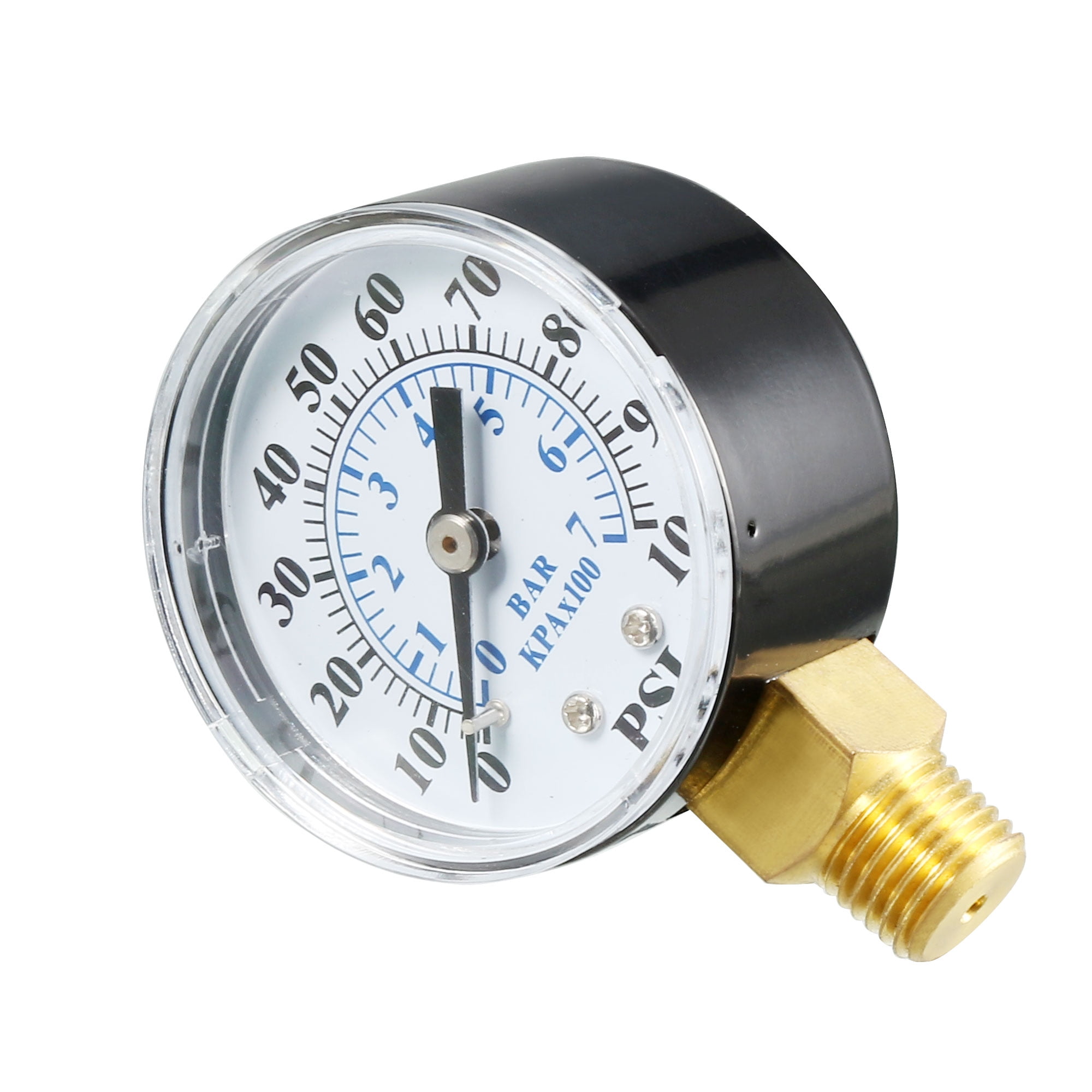 Pressure Gauge , 0-100 PSI/0-7 Bar Dual Scale , 2" Dial Display , 1/4 ...