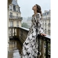 A-Line Woven Butterfly Print Maxi Dress with Adjustable Side Lace Up ...