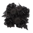 18 Artificial Floral Glittered Rose Bouquet - Black & Silver ...