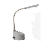 Mainstays LED Desk Organizer Lamp with AC Outlet, Gray, Plastic Finish ...