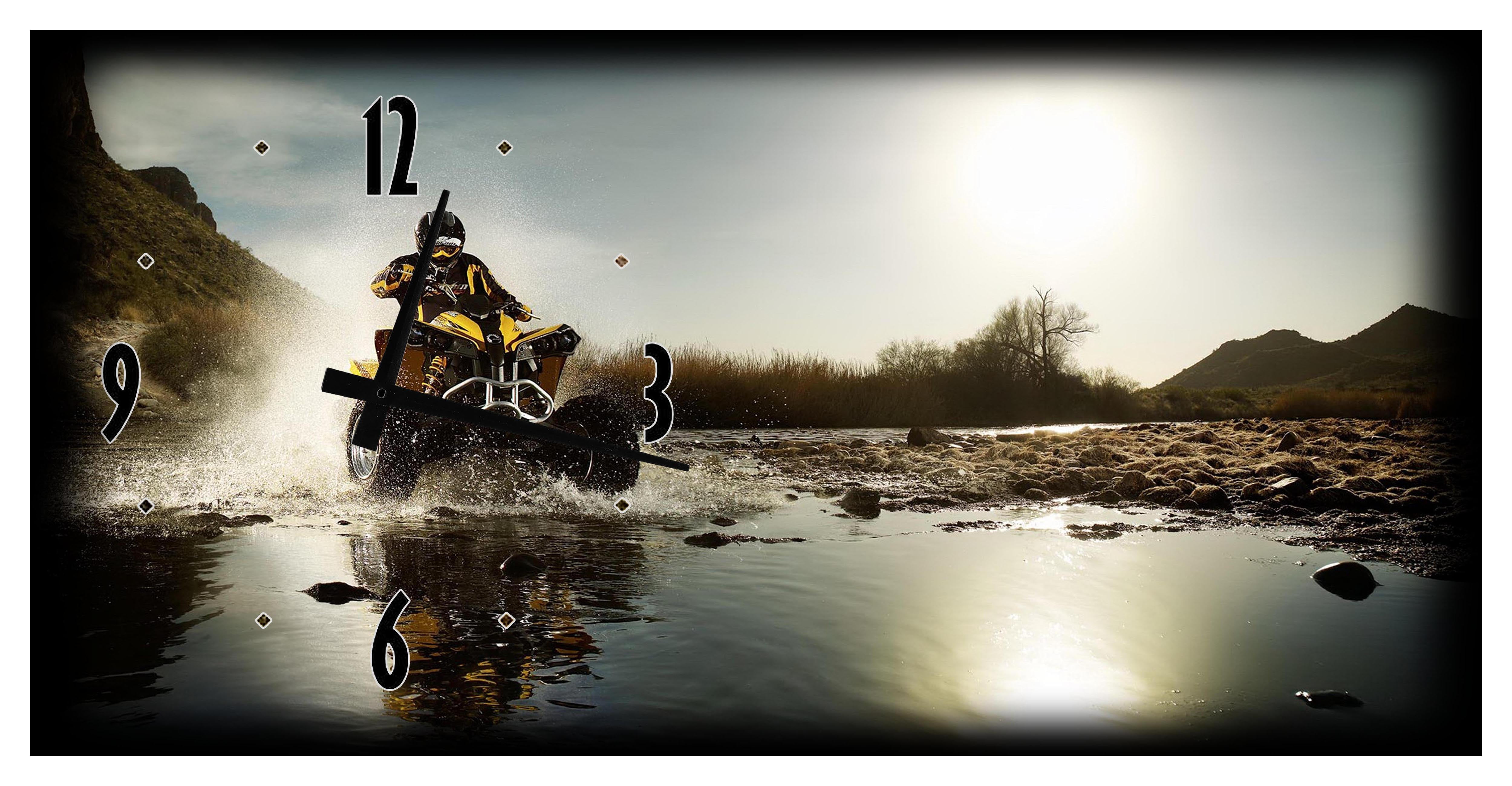 Large Wall Clock ATV Four Wheeler Off Road Man Cave Garage 12 x 24 Inch ...