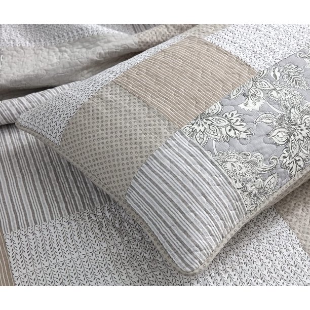 Chezmoi Collection 2-Piece Hibiscus Plaid Patchwork Cotton Quilt ...