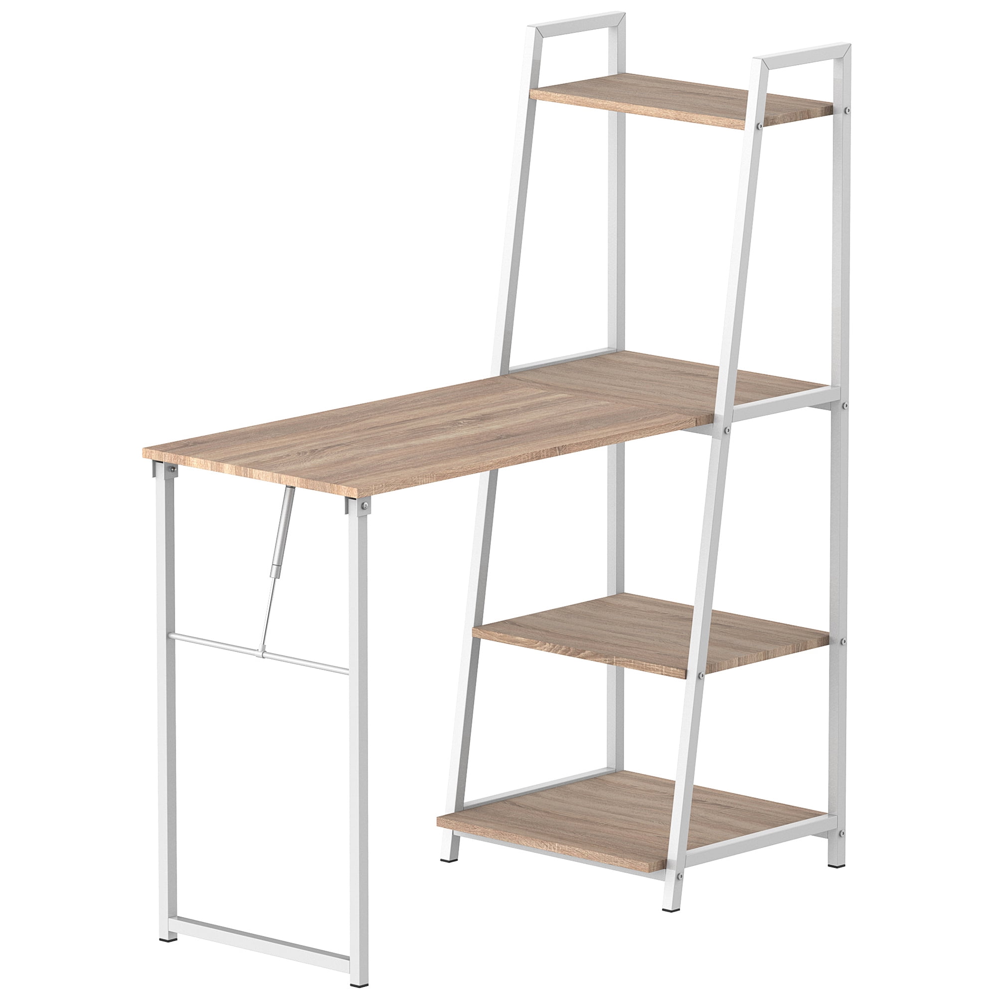 HOMCOM Computer Desk with Storage Sheves and Foldable Tabletop, Writing ...
