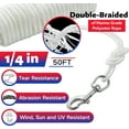 50Ft Flag pole Rope Kit, Polyester Halyard with 2 Pcs 3.5” Stainless ...