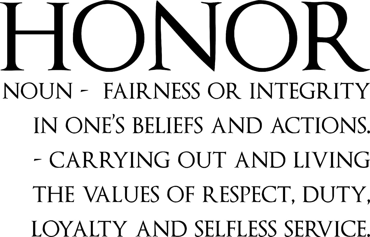 Honor Noun Description Integrity Respect Duty Loyalty Wall Decals for ...