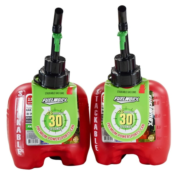 Fuelworx Red 2.5 Gallon Stackable Fast Pour Gas Fuel Cans CARB ...