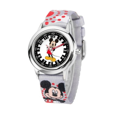 DISNEY Mickey Mouse Large Face Cream Comic Printed Strap Watch ...