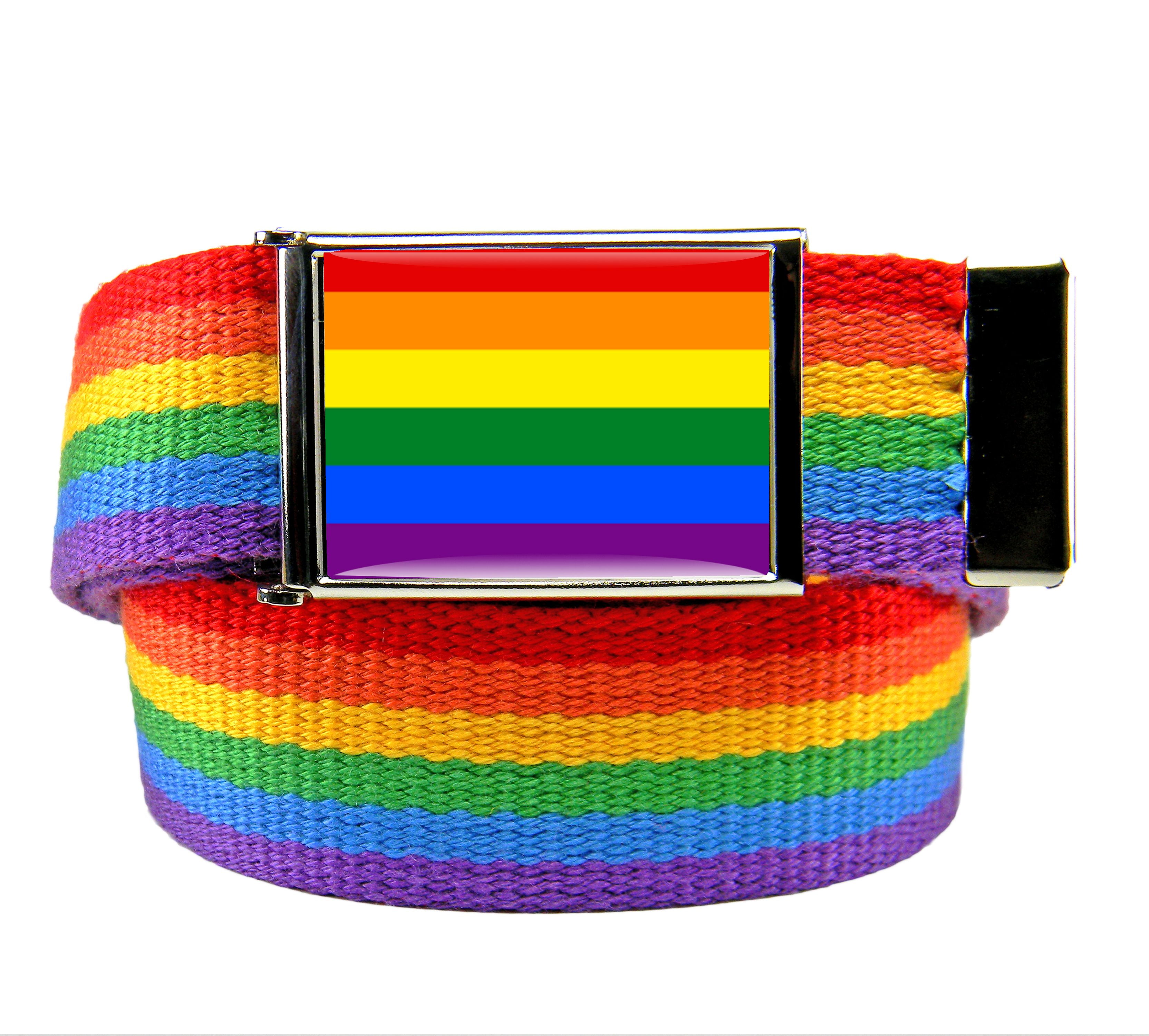 Rainbow Flag Flip Top Bottle Opener Belt Buckle with Rainbow Canvas ...
