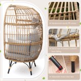 NICESOUL Oversized Adult Rattan Patio Lounge Chair, Boho Yellow Egg ...