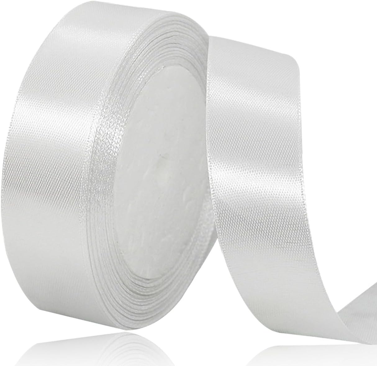 shiyou-1 Inch White Satin Ribbon, 25 Yards Solid Fabric Ribbons for ...