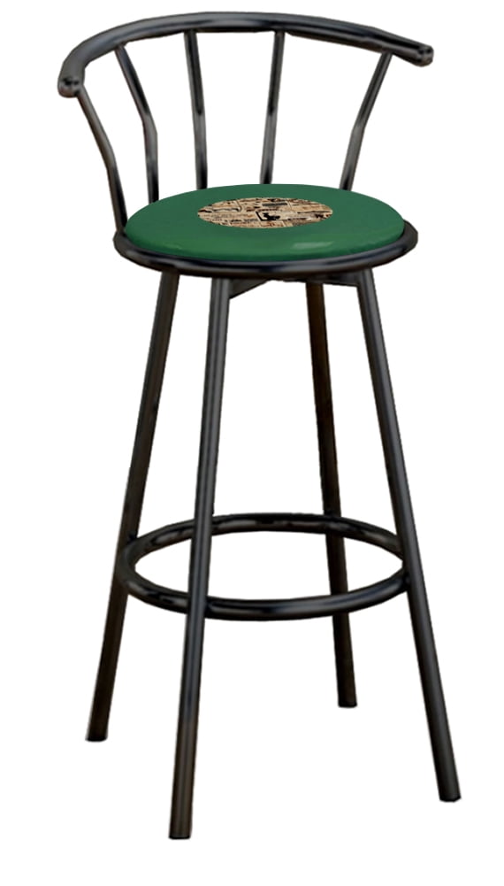 The Furniture King Bar Stool 29" Tall Black Metal Finish with an ...