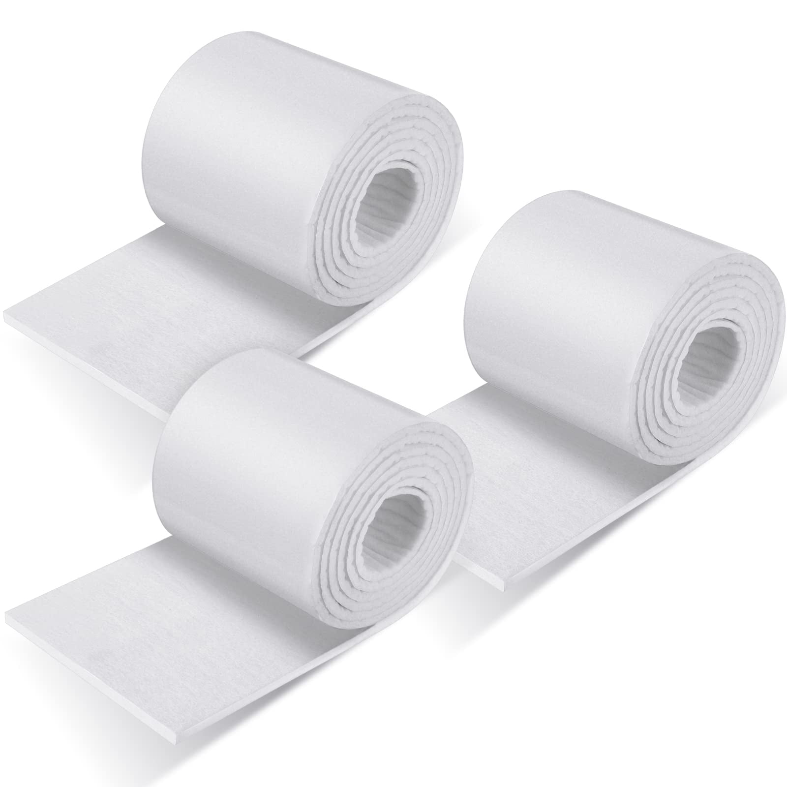 3 Rolls Adhesive Felt Sheet Padding 1/4" x 6" x 2.5 Yard Sticky White ...