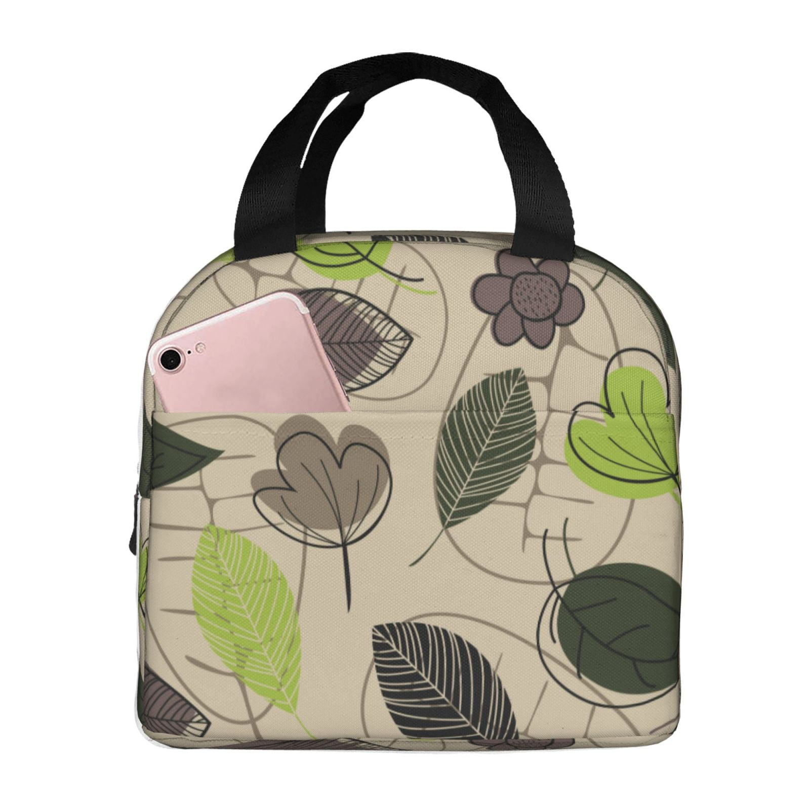 Reusable Lunch Bag, Insulated Lunch Bag for Women Men - Leaf Texture ...