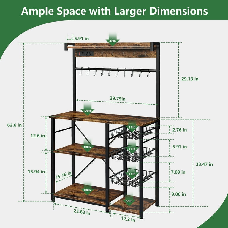 Casmalia 38.82 Standard Baker s Rack with Microwave Compatibility 17 Stories Finish Rustic Brown