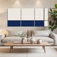 Abstract Gemoetric Canvas Wall Art 3 Panels, Art Navy Blue Color Block ...