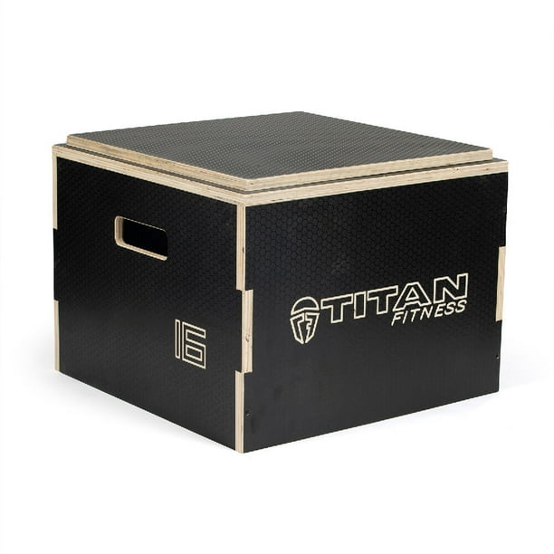 Titan Fitness 16in Anti-Slip Stackable Wooden Plyometric Box, Pro-Duty ...