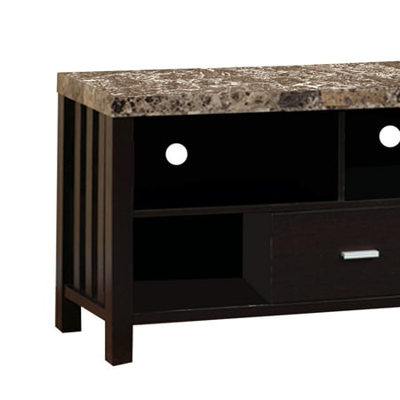 Deluxe Faux Marble Top TV Stand With 5 Open Shelves - Walmart.com ...